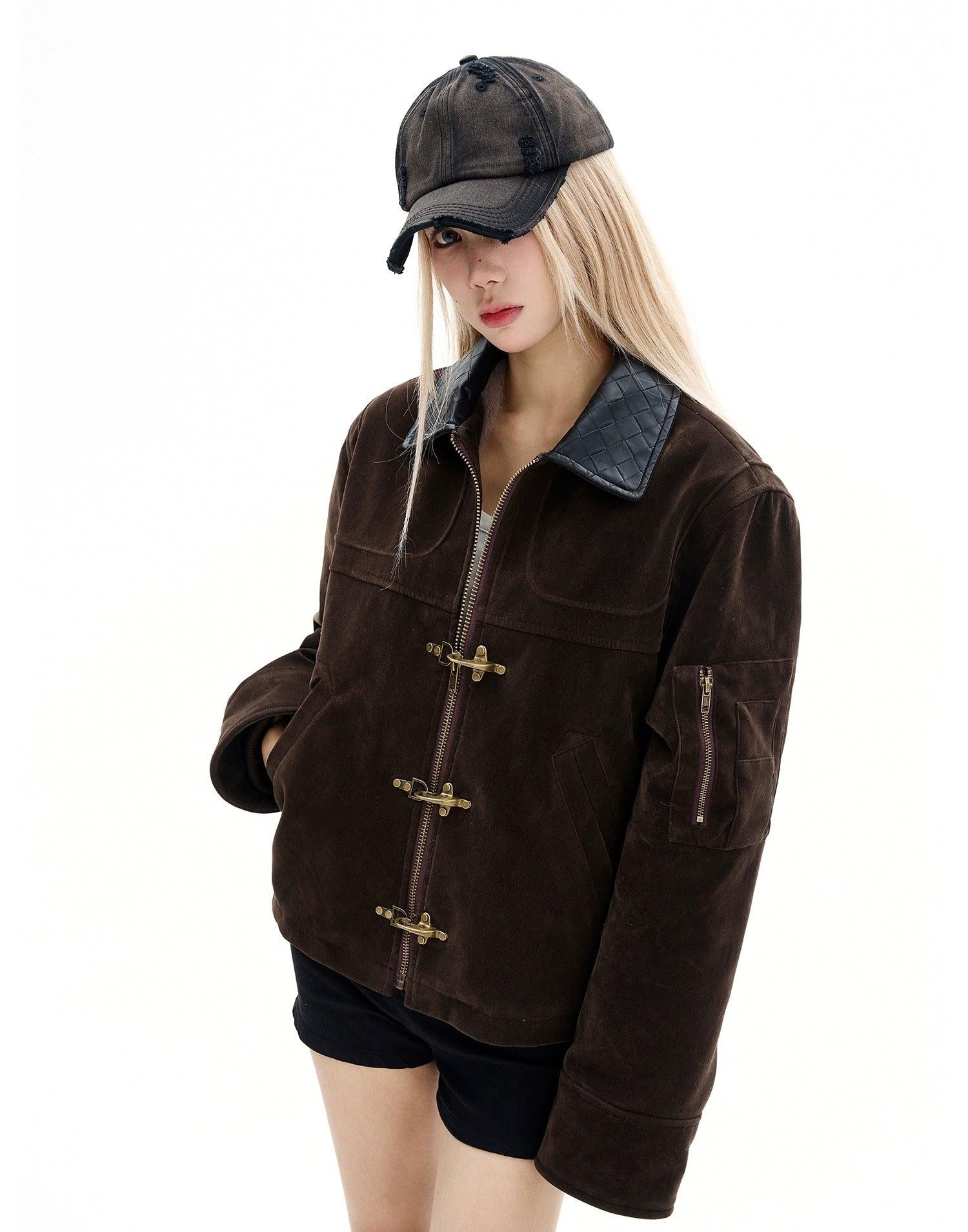 Woven Collar Fireman Clasp Jacket