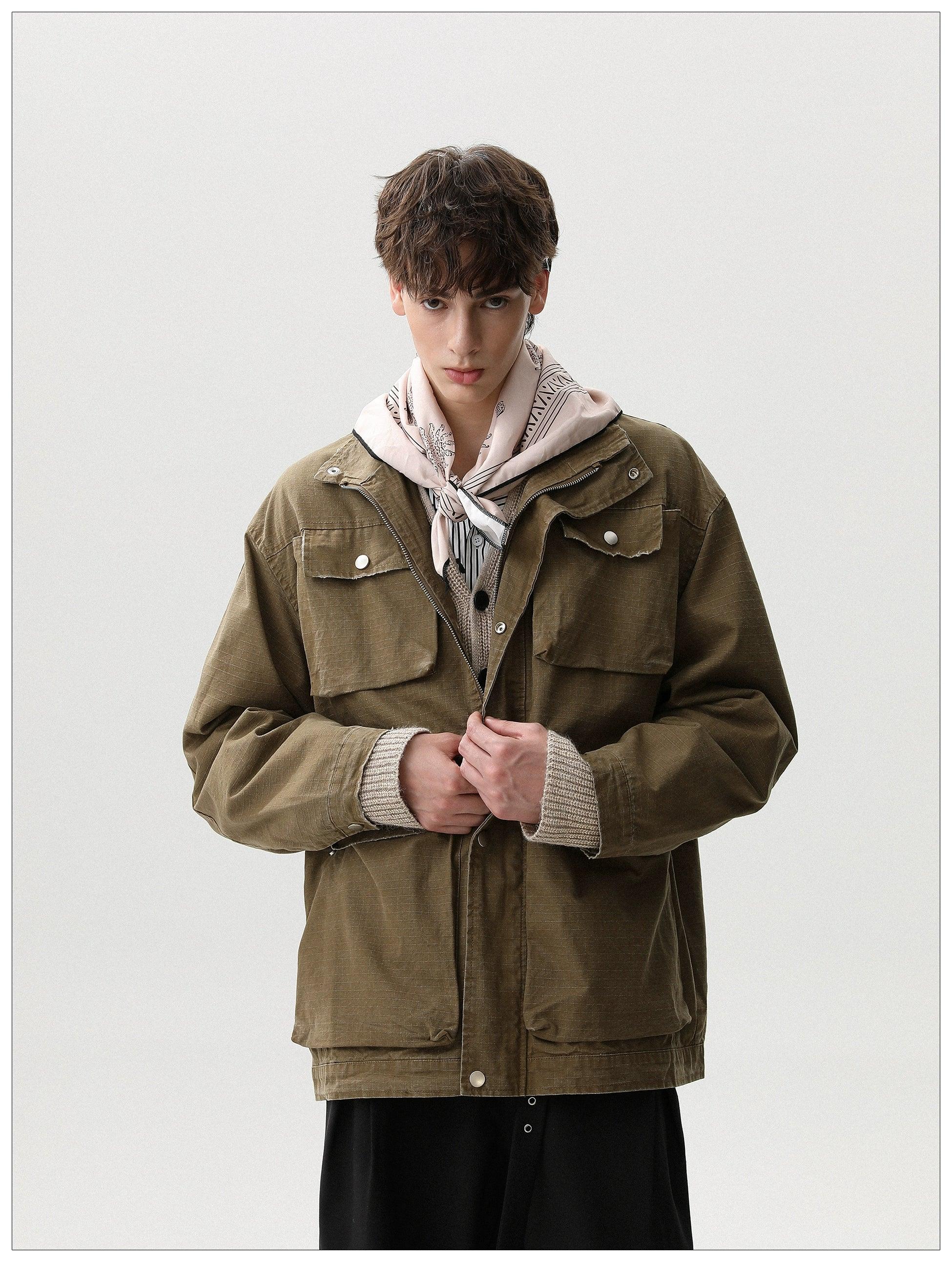 Multiple Pockets Snap Buttoned Jacket