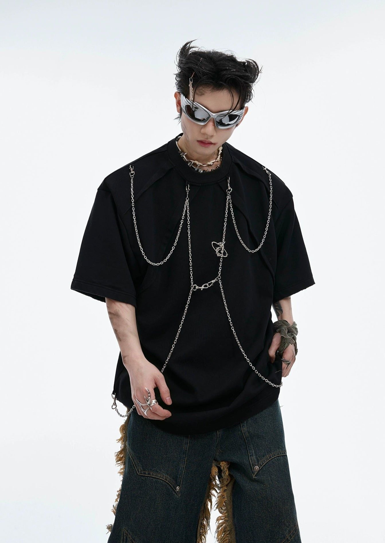Chains Shoulder Pad T-Shirt