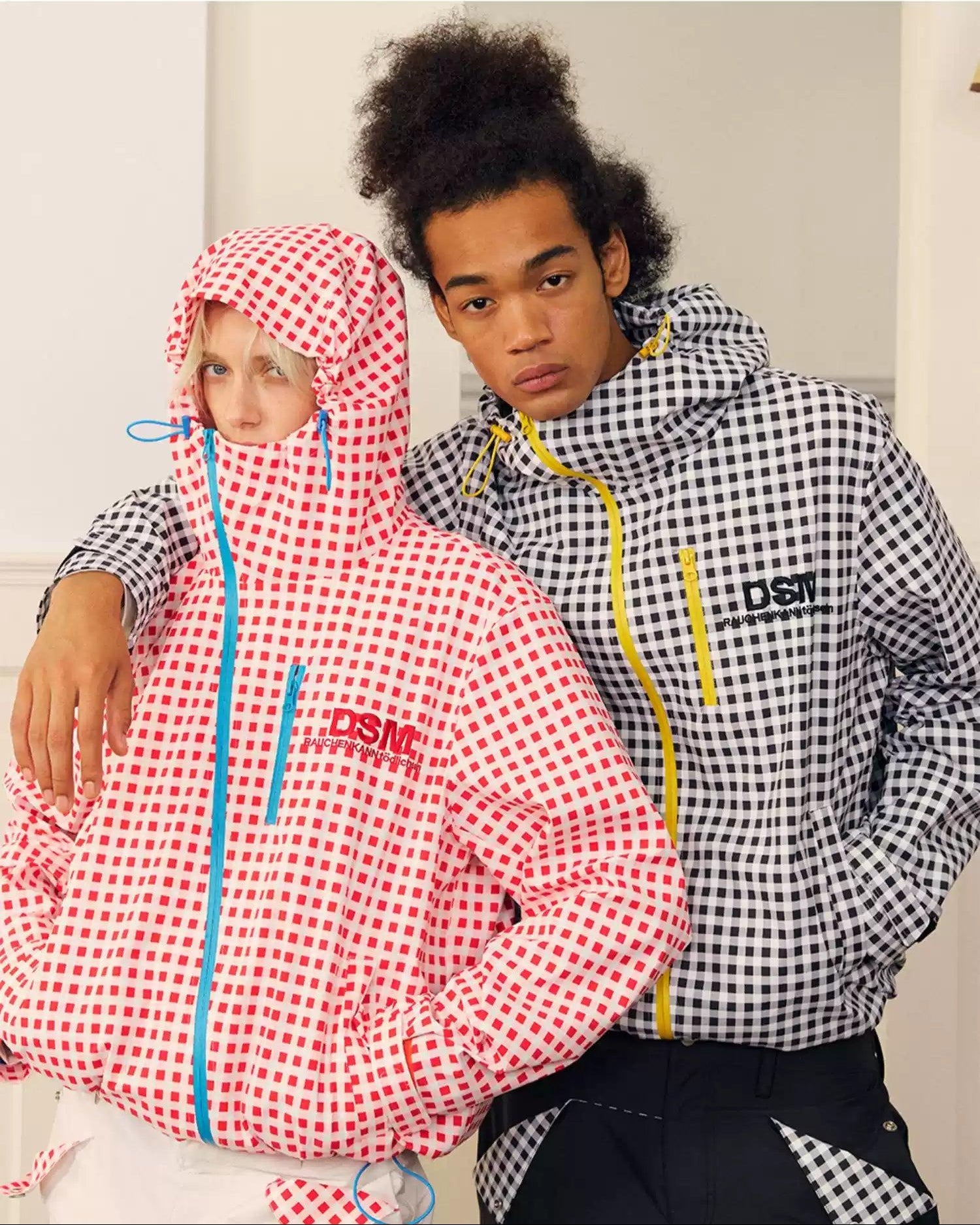 Checkered Side Zipped Jacket
