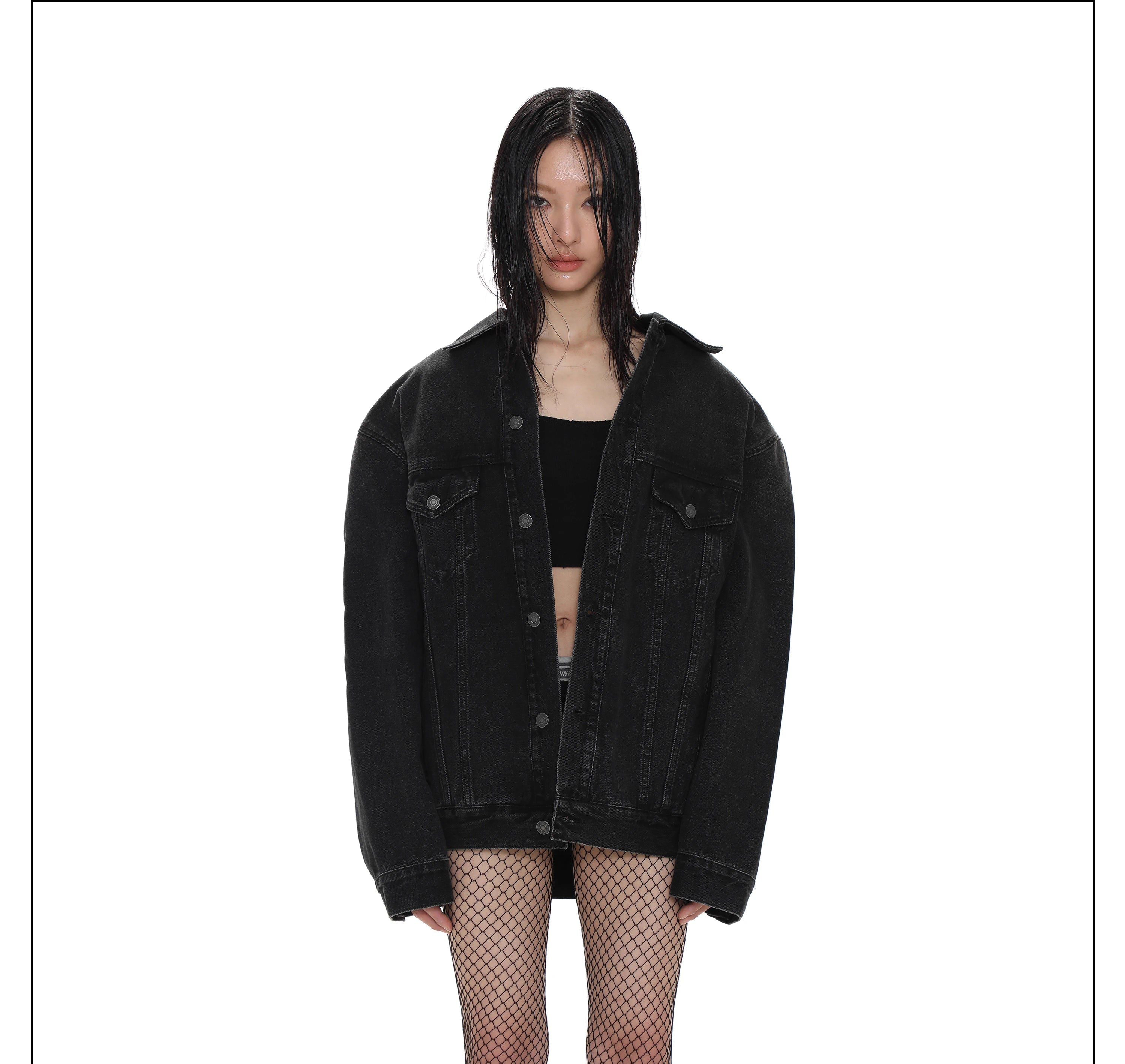 Wide Shoulder Denim Jacket