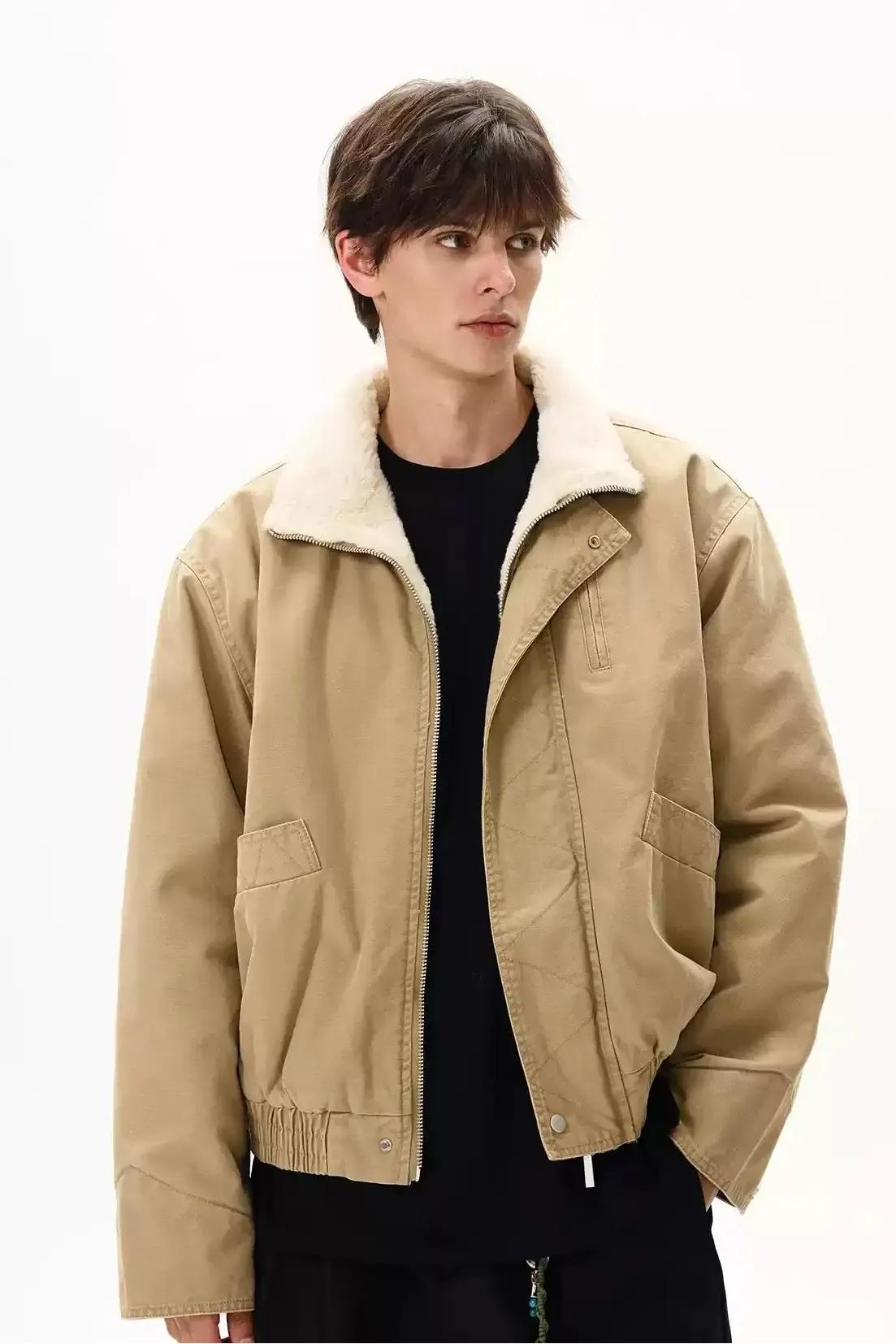 Fur Lined Stand Collar Barn Jacket
